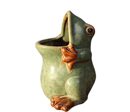 MONMOB Ceramic Frog Shaped Plant Pot/Bonsai Pot/Flower Pot/Succulent Planter Multipurpose Pot