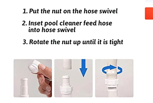 ATIE 280, 380, 180 Pool Cleaner Hose Swivel D20 and Hose Nut D15 Combo Kit Replacement For Zodiac Polaris 280, 380, 180 Pool Cleaners (2 Pack)