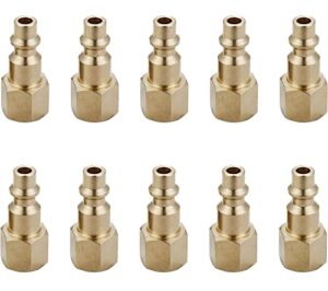 t tanya hardware air hose fittings and quick connect air fittings, 1/4 inch npt brass female air coupler plug (10 piece) industrial type d, air compressor fittings