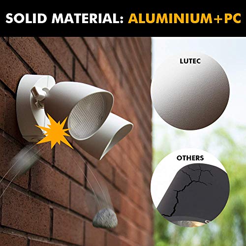 LUTEC 6222W 2500 Lumen 32 Watt 28 LED Dual-Head Floodlight Outdoor, Full Metal Design, Waterproof Exterior Security Wall Light for Patio, Garden, Yard-White