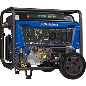 westinghouse outdoor power equipment 12500 peak watt dual fuel home backup portable generator, remote electric start, transfer switch ready, gas and propane powered, carb compliant