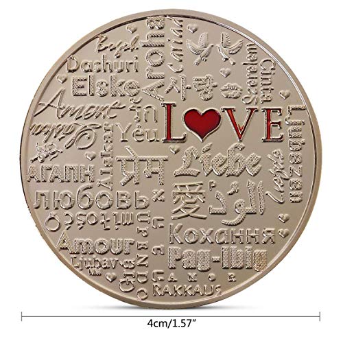 New Words Love Coins Plated 24K Valentine's Day Golden Souvenir Coins with Round Capsule Lover Gift French, Korean, Greek, Arabic,Philippines