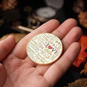 New Words Love Coins Plated 24K Valentine's Day Golden Souvenir Coins with Round Capsule Lover Gift French, Korean, Greek, Arabic,Philippines