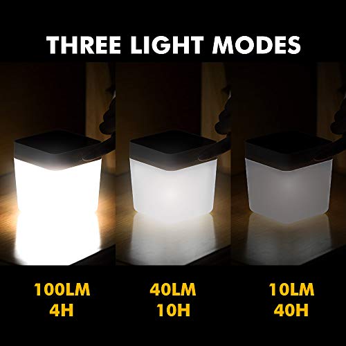 LUTEC Table Cube Light 100 Lumen 1 Watt 3 LED Simple Touch-Button Operation 3 Step Dimmer Portable & Moveable Solar Table Light Outdoor,Waterproof Exterior Atmosphere Lighting for Patio, Tent