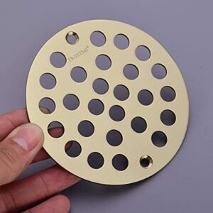 TRUSTMI 4 Inch Screw-in Shower Drain Cover Replacement Floor Strainer,Brushed Gold