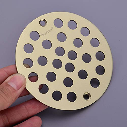 TRUSTMI 4 Inch Screw-in Shower Drain Cover Replacement Floor Strainer,Brushed Gold