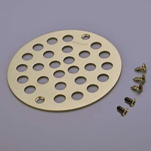 TRUSTMI 4 Inch Screw-in Shower Drain Cover Replacement Floor Strainer,Brushed Gold