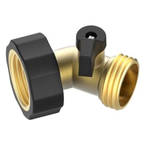 Twinkle Star 3/4" Brass Shut Off Valve Gooseneck Garden Hose Connector, 2 Pack