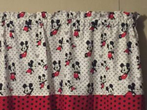 mickey mouse red black white polka dot bedroom window treatment topper valance decor