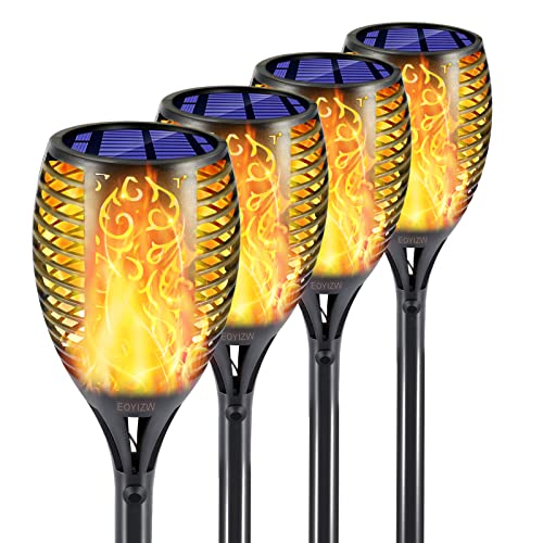 EOYIZW Solar Lights Outdoor 4 Pack, 99 LEDs Solar Torch Light with Flickering Flame- IP65 Waterproof Solar Garden Lights, Solar Powered Outdoor Lights for Porch Yard Patio Halloween Decorations