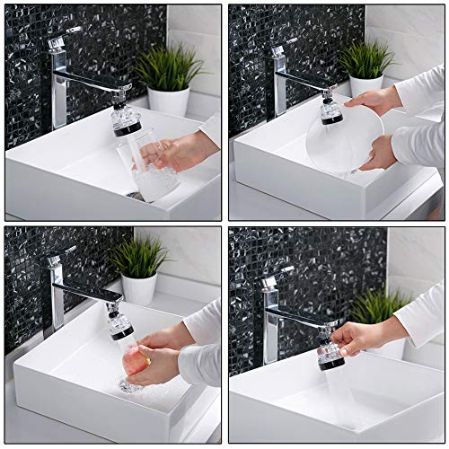 Kaxich 360°Swivel Faucet Tap Aerator, Adjustable 3 Mode Water-saving Faucet Splash-proof Filter Tap Booster for Bathroom Kitchen