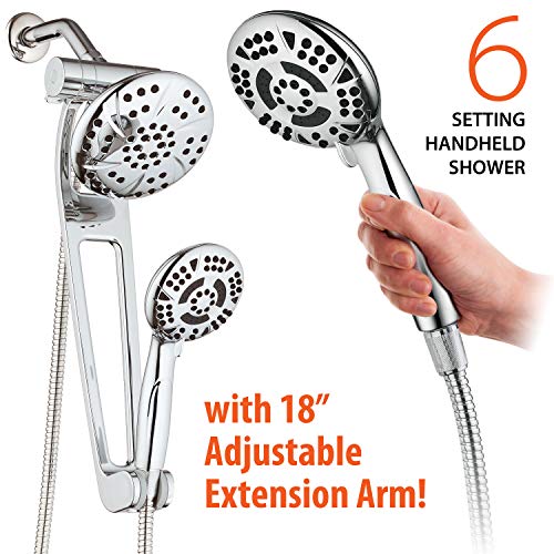 AquaDance Chrome AQUABAR High-Pressure 3-Way Spa Combo with Adjustable 18" Extension Arm for Easy Reach & Mobility Enjoy Luxury 6" Rain & Handheld Shower Head Separately or Together Finish