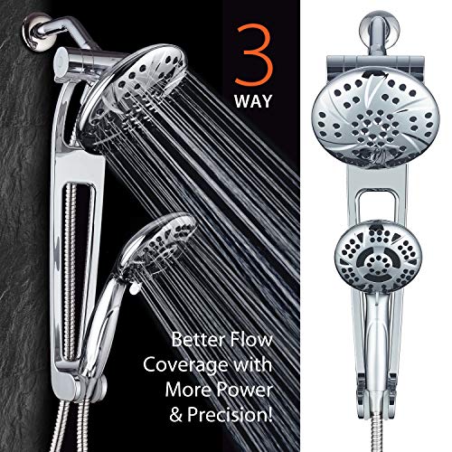 AquaDance Chrome AQUABAR High-Pressure 3-Way Spa Combo with Adjustable 18" Extension Arm for Easy Reach & Mobility Enjoy Luxury 6" Rain & Handheld Shower Head Separately or Together Finish