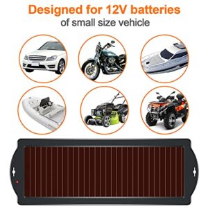 OYMSAE Solar Battery Charger 12V Solar Powered Battery maintainer & Charger,Suitable for Automotive, Motorcycle, Boat, Marine, RV, Trailer, Powersports, Snowmobile, etc.(1.8W Amorphous)