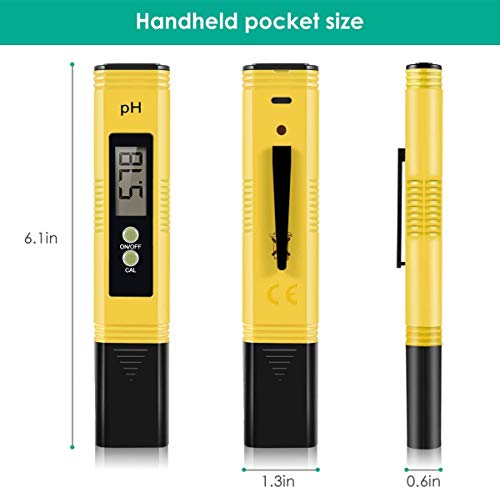 Digital PH Meter, WECHIC 0.01 PH High Accuracy Water Quality Tester with 0-14 PH Measurement Range for Household Drinking, Pool and Aquarium Water PH Tester Design with ATC (Yellow)