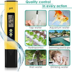 Digital PH Meter, WECHIC 0.01 PH High Accuracy Water Quality Tester with 0-14 PH Measurement Range for Household Drinking, Pool and Aquarium Water PH Tester Design with ATC (Yellow)