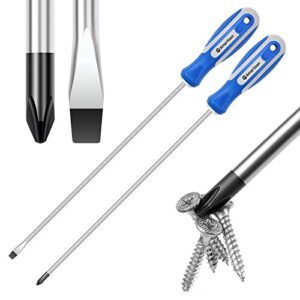 amartisan 2-piece 12'' long screwdriver set, long blade screwdriver set 12-inch magnetic screwdriver, phillips & slotted bits .（new）