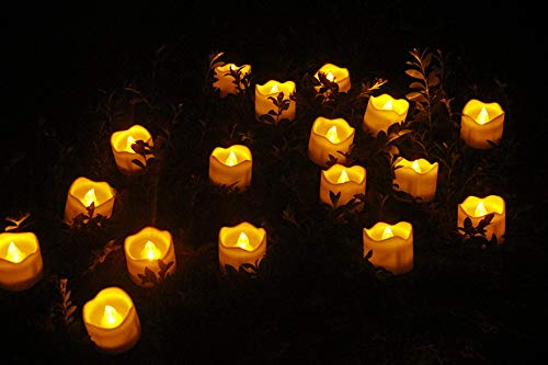 Topstone Remote Control Tealights with Timer,Battery Operated Flameless Candle with Flickering Amber Bulb,Electric Tea Light in Wave Open, Best for Holiday Decoration,Wedding,Pack of 12