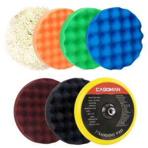 casoman 7-inch buffing and polishing pad kit, 7 pieces 7" polishing sponge, waxing buffing pad kit