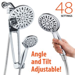 AquaDance High-Pressure 48-mode 3-way Shower Spa Combo with Adjustable 18" Extension Arm for Easy Reach & Mobility Enjoy Luxury 7" Rain & Handheld Shower Head Separately or Together-All-Chrome Finish