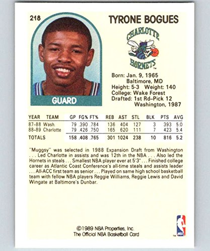 1989-90 Hoops Basketball #218 Muggsy Bogues Charlotte Hornets Official NBA Trading Card