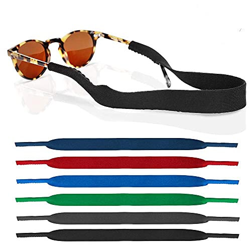 YIKATO [Length Upgrade] 6 Pack Neoprene Glasses and Sunglasses Strap, Anti Slip Sports Eyewear Retainer Holder Strap (Multicolor-6pcs)