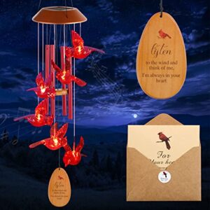 cardinal bird solar wind chimes,gardening gift for all father,stepdad,grandpa,husband,men,mom,grandma,women,aunt,daughter,nana,sister,mother birthday gift, perfect for patio, christmas decorations