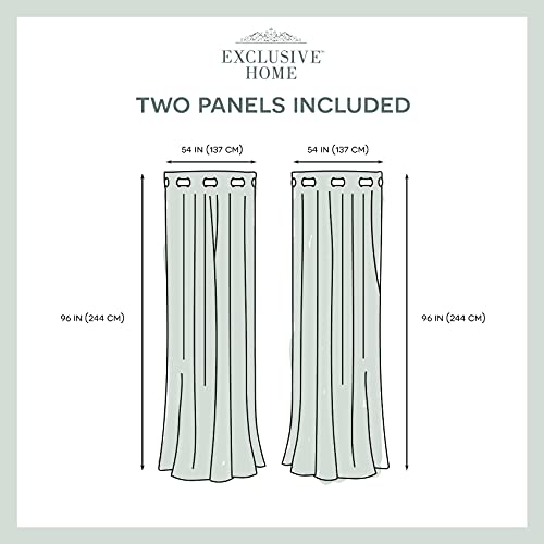 Exclusive Home Canopy Stripe Indoor/Outdoor Grommet Top Curtain Panel, 54"x96", Teal / White, Set of 2