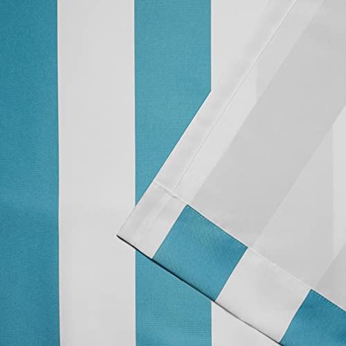 Exclusive Home Canopy Stripe Indoor/Outdoor Grommet Top Curtain Panel, 54"x96", Teal / White, Set of 2