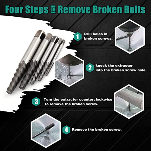 COMOWARE Screw Extractor & Left Hand Drill Bit Set- Broken Bolt Remover HSS M2, 10pcs with Metal Index Case