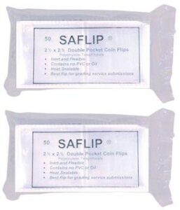 saflip double pocket safety coin flips (2 1/2" x 2 1/2", 100 flips)