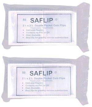 SAFLIP Double Pocket Safety Coin Flips (2 1/2" x 2 1/2", 100 Flips)