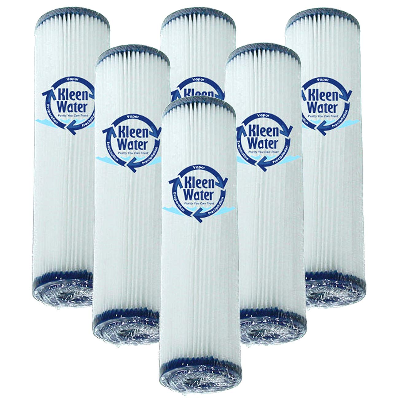 KleenWater 5 Micron Pleated Dirt and Sediment Water Filters, Compatible with Whirlpool WHKF-WHPL & GE FXWPC, 2.5 x 9.75 Inch, Made in USA, Set of 6