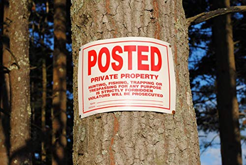 Posted No Trespassing Signs Private Property Mate No Hunting Sign 10x14 Inch Rust Free Aluminum,UV Ink Printing,Indoor or Outdoor Use(4 Pack)