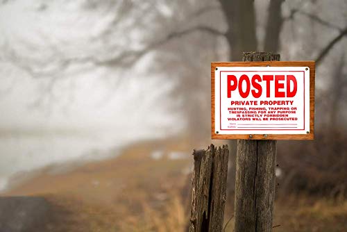 Posted No Trespassing Signs Private Property Mate No Hunting Sign 10x14 Inch Rust Free Aluminum,UV Ink Printing,Indoor or Outdoor Use(4 Pack)