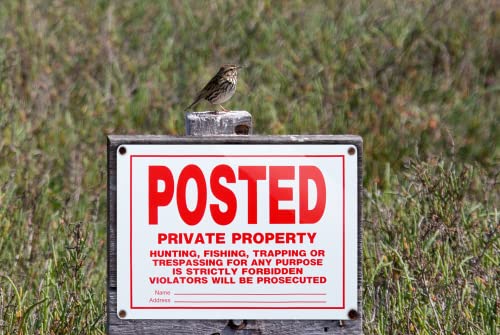 Posted No Trespassing Signs Private Property Mate No Hunting Sign 10x14 Inch Rust Free Aluminum,UV Ink Printing,Indoor or Outdoor Use(4 Pack)