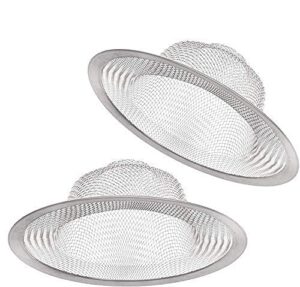 2 pcs stainless steel sink strainer 4.5" diameter, mesh metal drain strainer, fine mesh kitchen sink strainer, hair basket drain - fits most kitchen sink, bathroom bathtub, shower drains