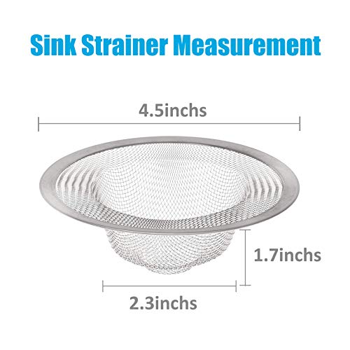 2 PCS Stainless Steel Sink Strainer 4.5" Diameter, Mesh Metal Drain Strainer, Fine Mesh Kitchen Sink Strainer, Hair Basket Drain - Fits Most Kitchen Sink, Bathroom Bathtub, Shower Drains