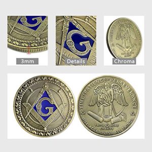 Masonic Challenge Coin Square & Compass Freemasonry Angel Master Mason Blue Lodge Gift