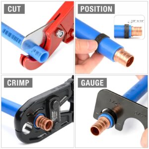 iCrimp PEX Crimping Tool, Combo1/2-inch, 3/4-inch Plumbing Tool, Copper Crimp Ring, with Go/No-Go Gauge Conforms to ASTM F1807 Standards