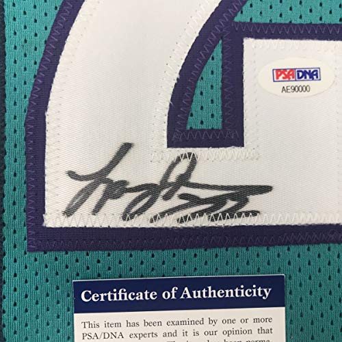 Autographed/Signed Larry Johnson Charlotte Teal Basketball Jersey PSA/DNA COA