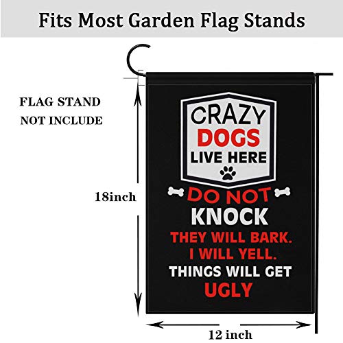 Monaco Garden Flag Crazy Dogs Live Here Welcome Garden Flags Double Sided Yard Flag Fall Garden Flag 12 x 18 Inch Dog Garden Flag