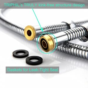 TRIPHIL Kink-free Shower Hoses 71" Extra-long for Handheld Showerhead Hose Replacement, Flexible Metal Shower Tube Extension, Stainless Steel Sleeve Chrome 71 Inches