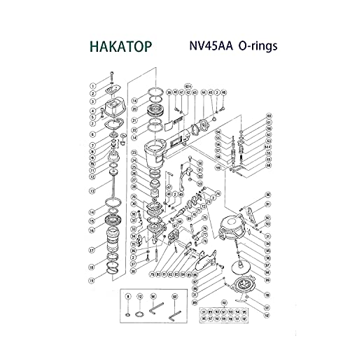 O-Ring Kit Fits Hitachi NV45AA, NV45AB, NV45AB2 Coil Roofing Nailer With Trigger O-Rings