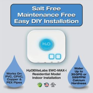 H2OEliteLabs EWC-Max I Electronic Water Conditioner, Salt-Free Hard Water Softener Alternative, Whole House Descaler, Protects Against Limescale Buildup