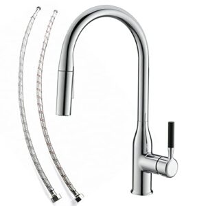 leekayer pull out kitchen faucet with sprayer chrome finish kitchen mixer tap single lever one hole mount 2 water flow type