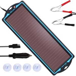 solperk 12v solar panel，solar trickle charger，solar battery charger and maintainer，suitable for automotive, motorcycle, boat, atv,marine, rv, trailer, powersports, snowmobile, etc. (1.8w amorphous)