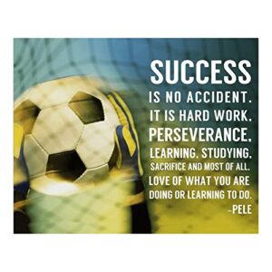 success is hard work - motivational wall art print, inspirational pele’s quotes wall decor for home decor, classroom decor, locker room decor, gym wall decor, unframed wall prints- 8x10”