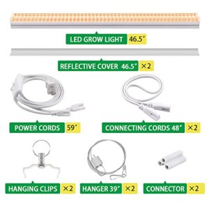 Monios-L T5 LED Grow Light, 4FT Full Spectrum Sunlight Replacement, 60W High Output Integrated Fixture with Rope Hanger for Indoor Plants, Hydroponics, Seedling, Growing, Blooming