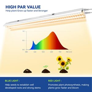 Monios-L T5 LED Grow Light, 4FT Full Spectrum Sunlight Replacement, 60W High Output Integrated Fixture with Rope Hanger for Indoor Plants, Hydroponics, Seedling, Growing, Blooming